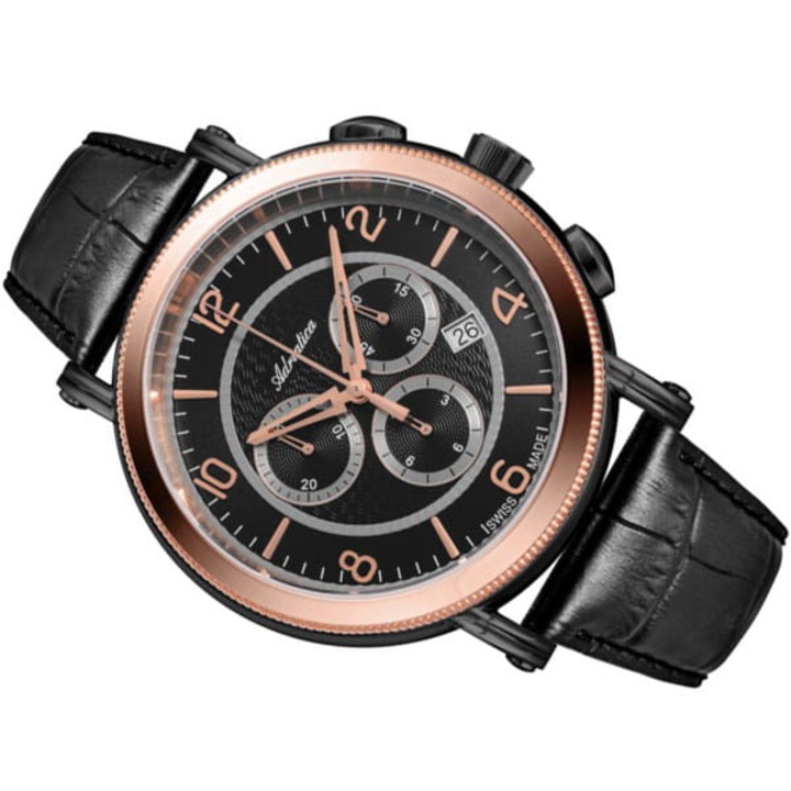 Ceas barbati, Adriatica, Otel/Piele naturala, Auriu/Negru - eMAG.ro