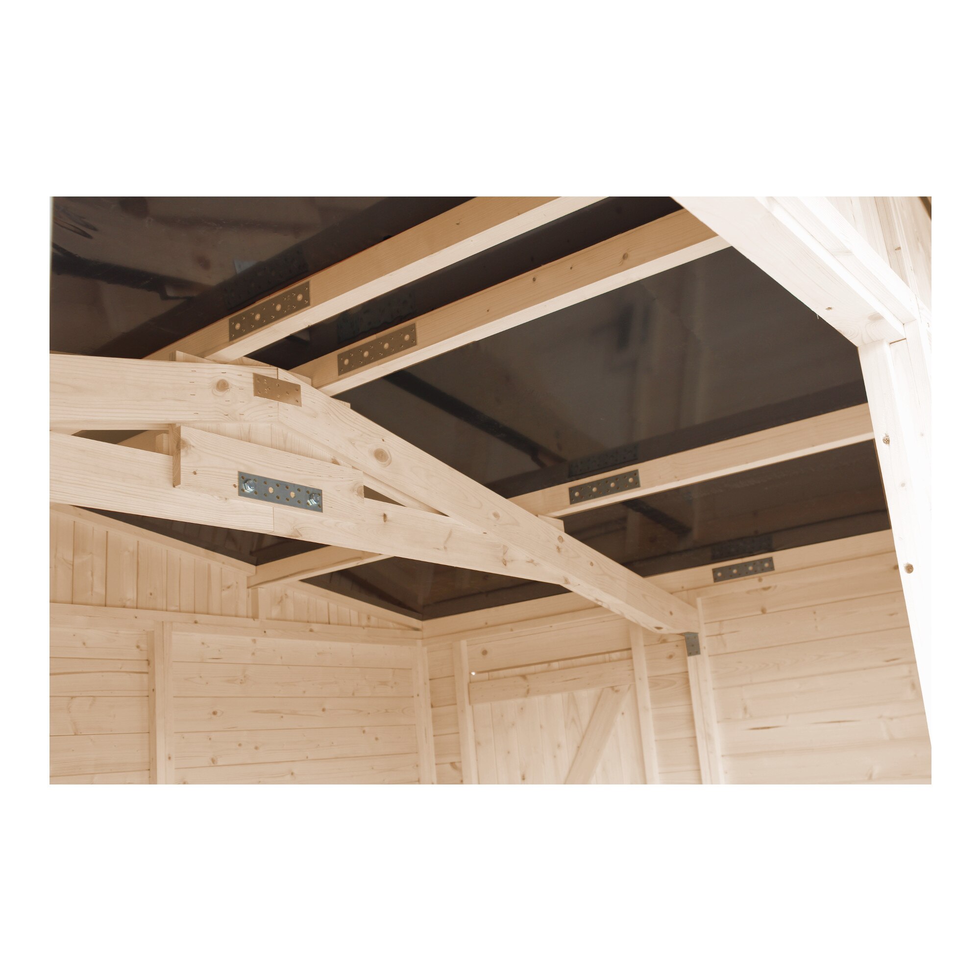 Casuta din lemn Timbela M150, cu tejghea, pentru gradina, usor de ...