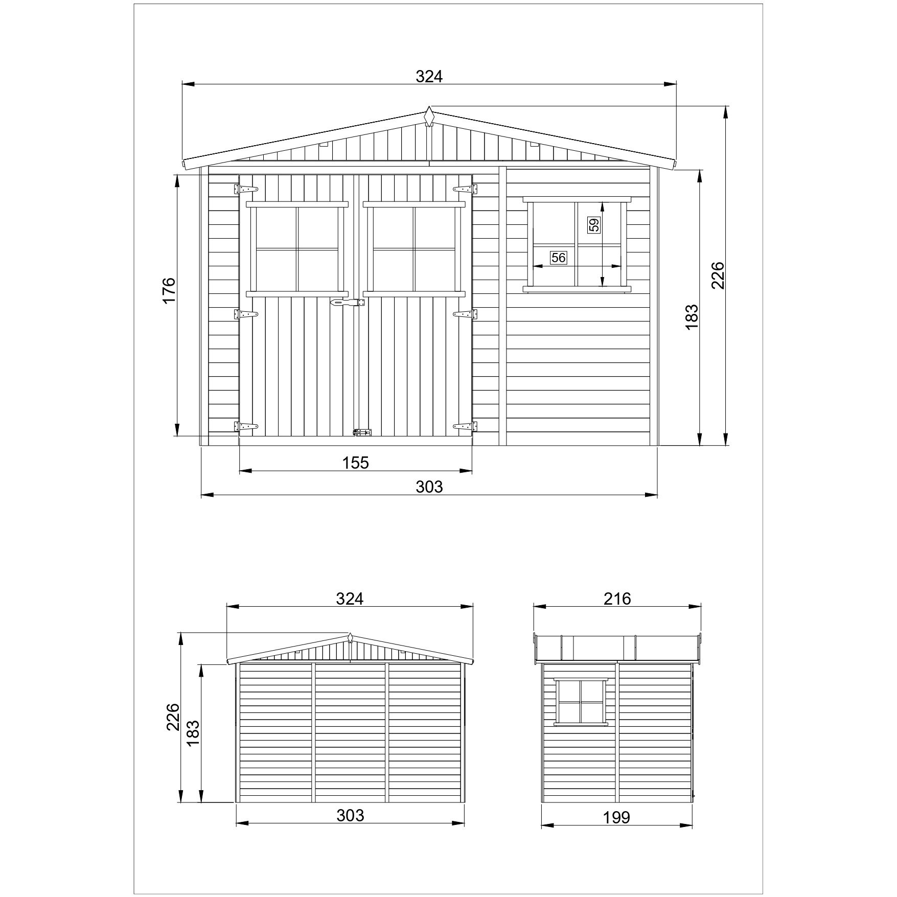 Casuta de gradina, Timbela, Lemn, 324x216 cm, Maro - eMAG.ro