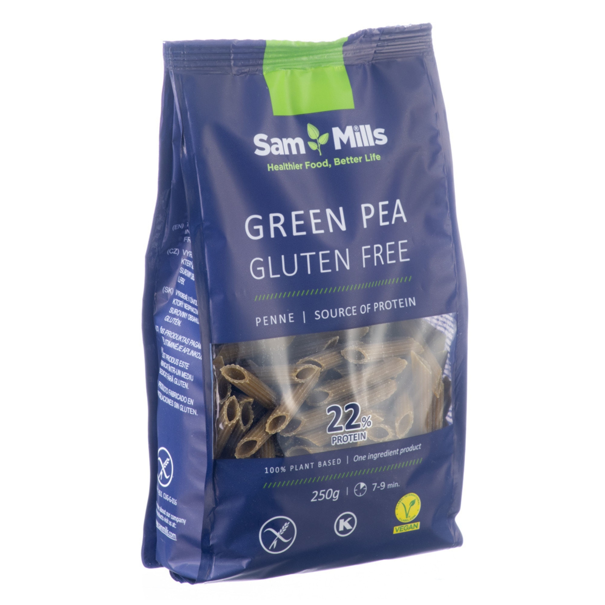 Paste din mazare verde, fara gluten Penne 250g Sam Mills International ...