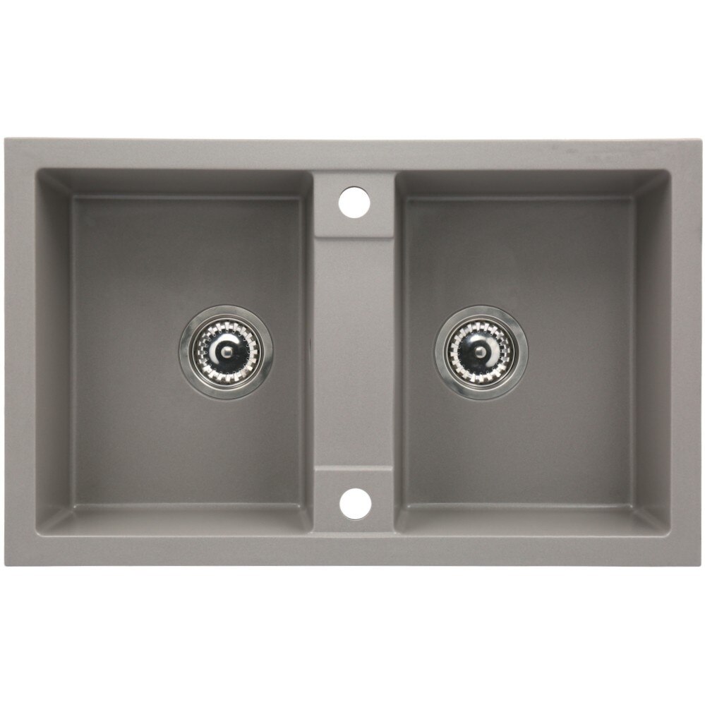 Set chiuveta bucatarie granit CasaBlanca Duo cu 2 cuve GRI 78x48cm ...