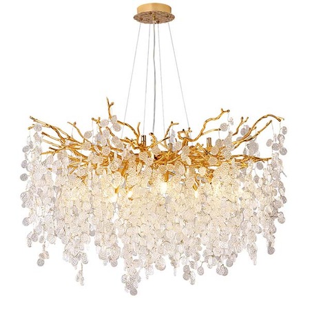 Lustra cristal L12/600 auriu pentru living sau dormitor, dulie E14 ...