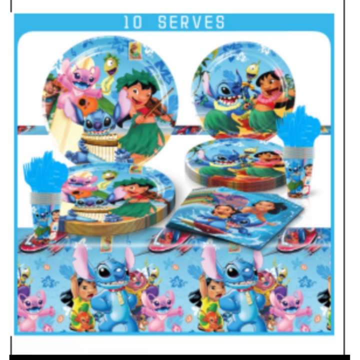 Set vesela pentru 10 Copii, Lilo si Stitch, Petrecere Aniversara ...