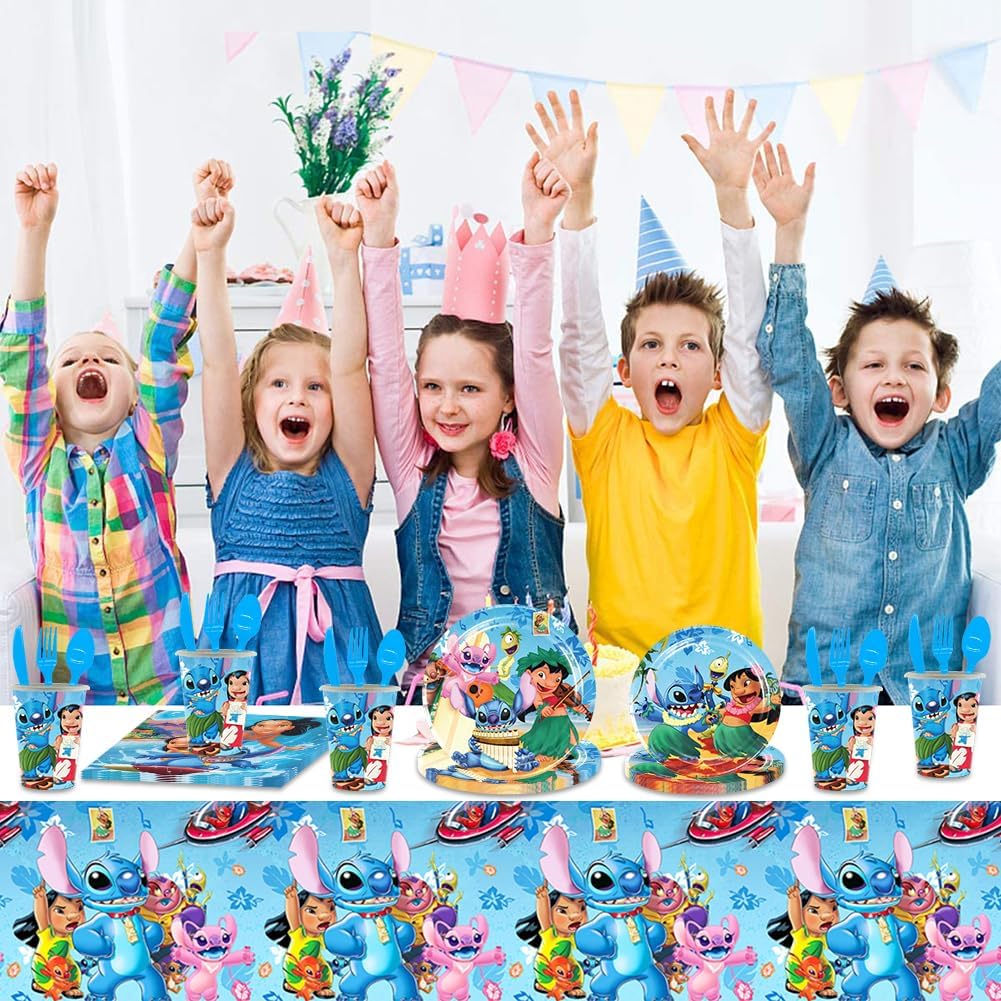 Set vesela pentru 10 Copii, Lilo si Stitch, Petrecere Aniversara ...