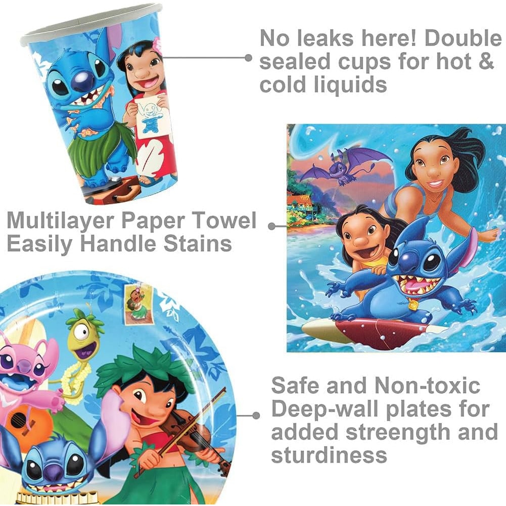 Set vesela pentru 10 Copii, Lilo si Stitch, Petrecere Aniversara ...