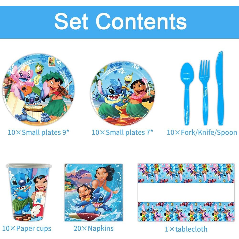 Set vesela pentru 10 Copii, Lilo si Stitch, Petrecere Aniversara ...