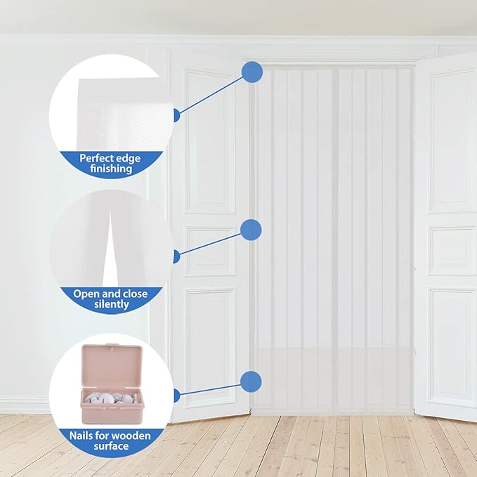 Plasa cu banda magnetica pentru usa, in forma de perdea, anti-insecte ...