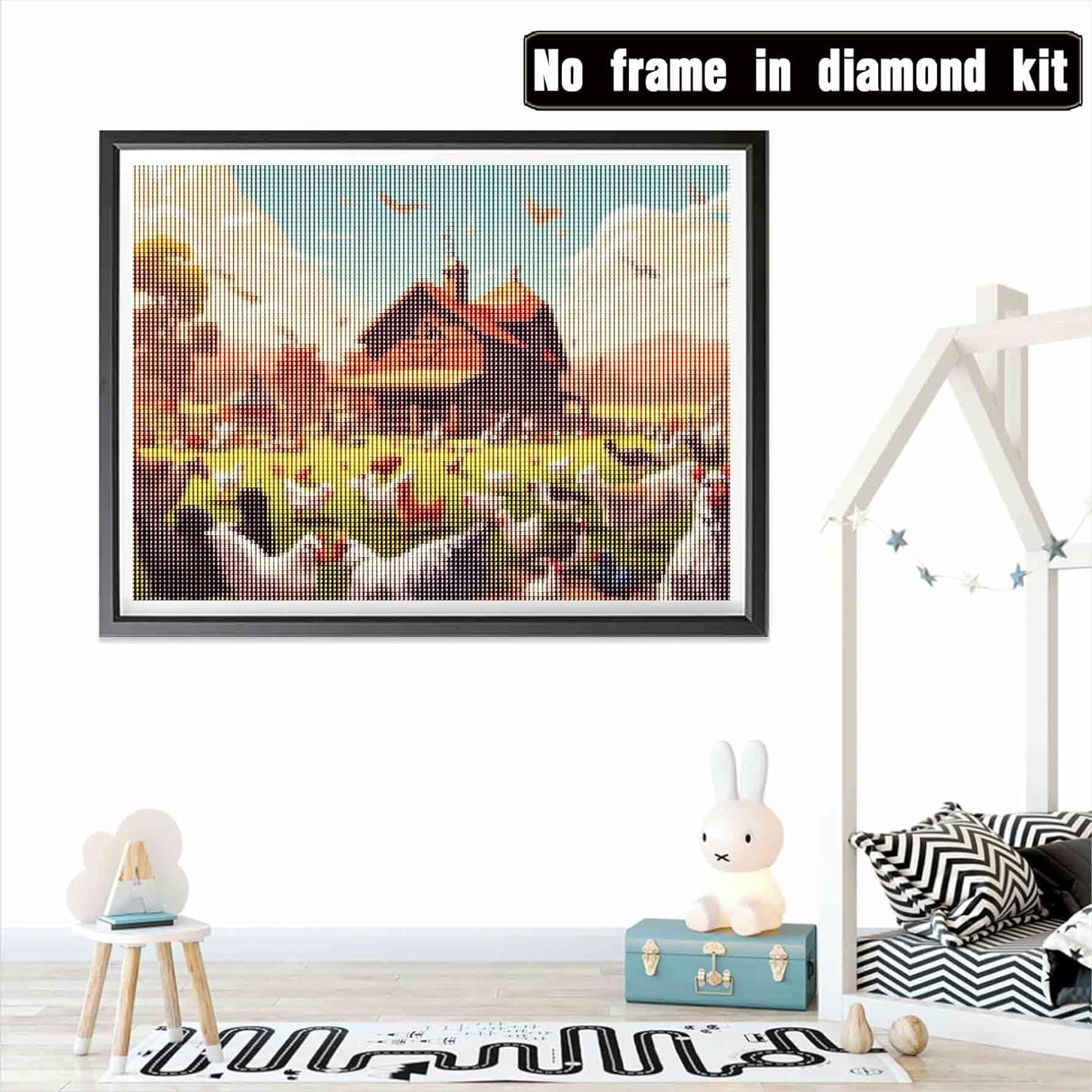 Pictura pe numere cu diamante 5d, model ferma, 30x 40 cm Leejoy - eMAG.ro