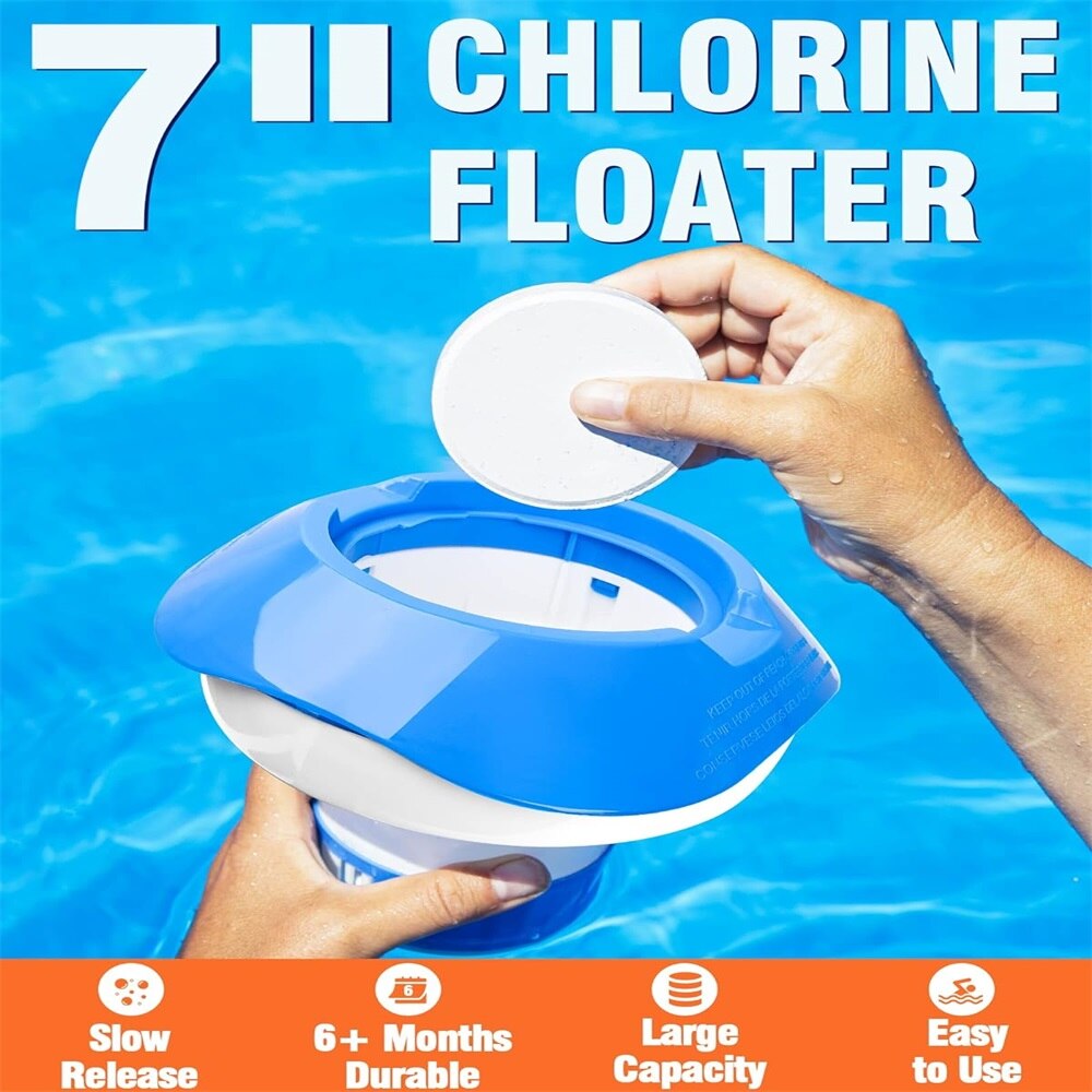Dispozitiv plutitor pentru clor, 7 inch, Alb/Albastru - eMAG.ro