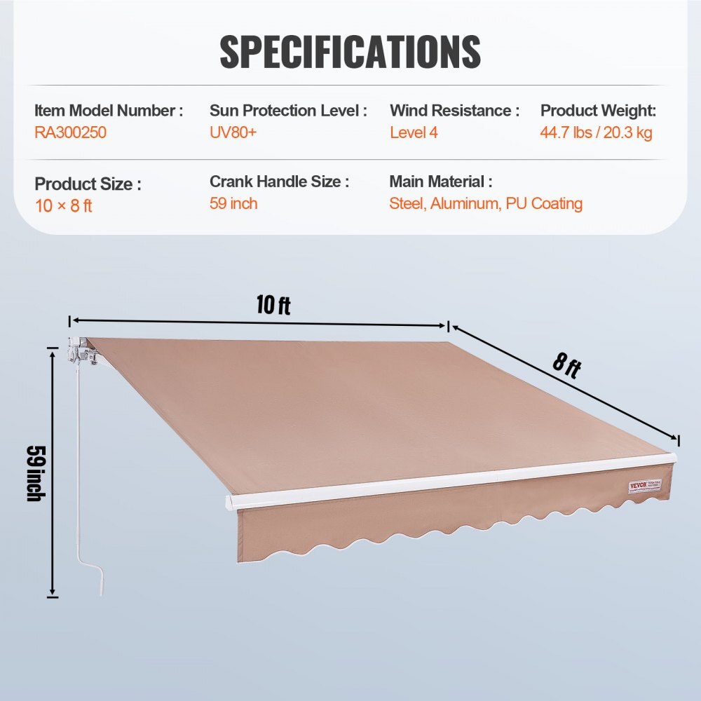 Copertina Retractabila Manuala pentru Terasa/Balcon, Dimensiuni 304cm x ...