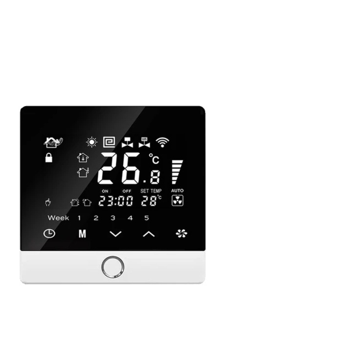 Termostat inteligent, Conectivitate WiFi, ecran tactil LCD, alb - eMAG.ro