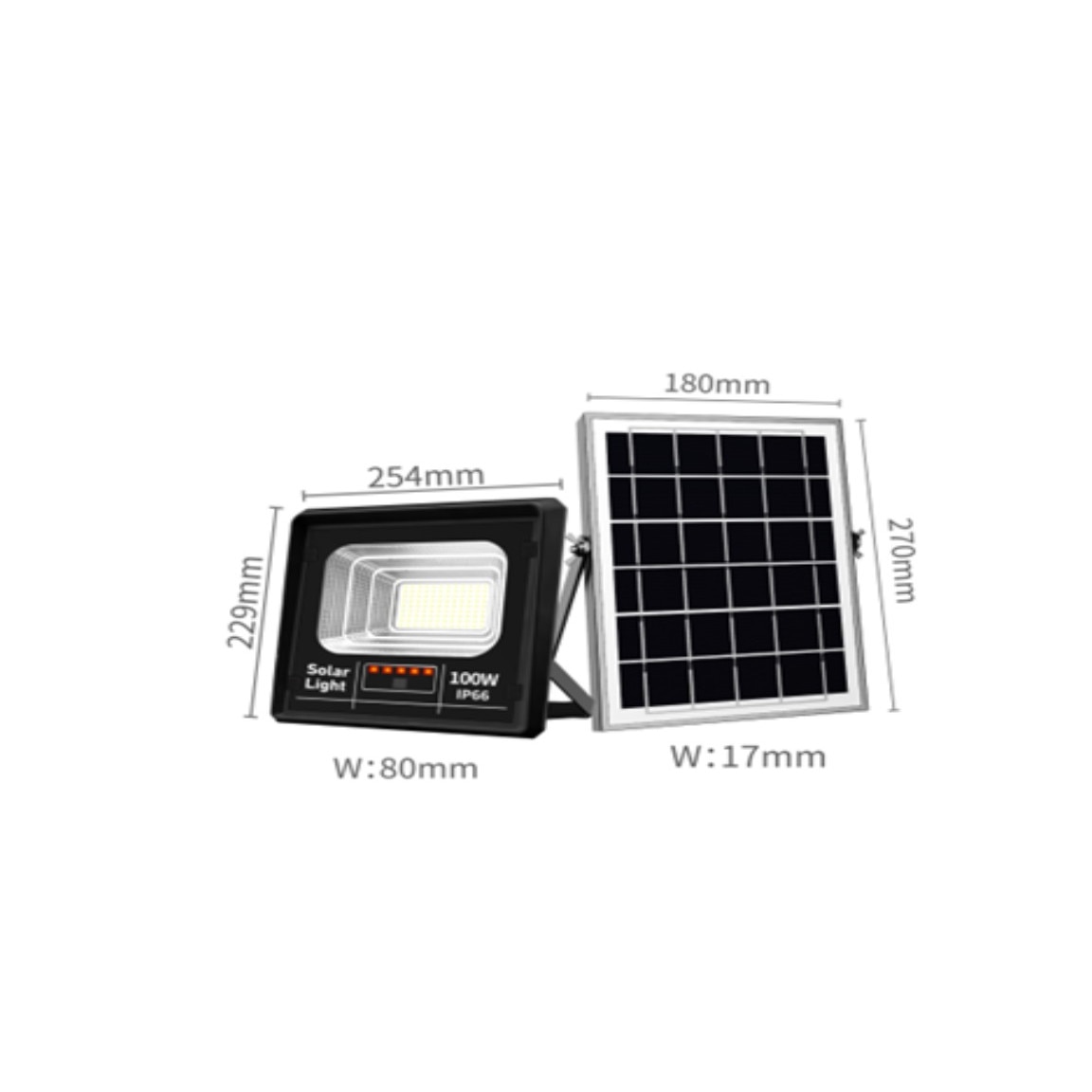 Proiector Solar Jortan 100W, IP 66, Telecomanda, Indicator Baterie ...