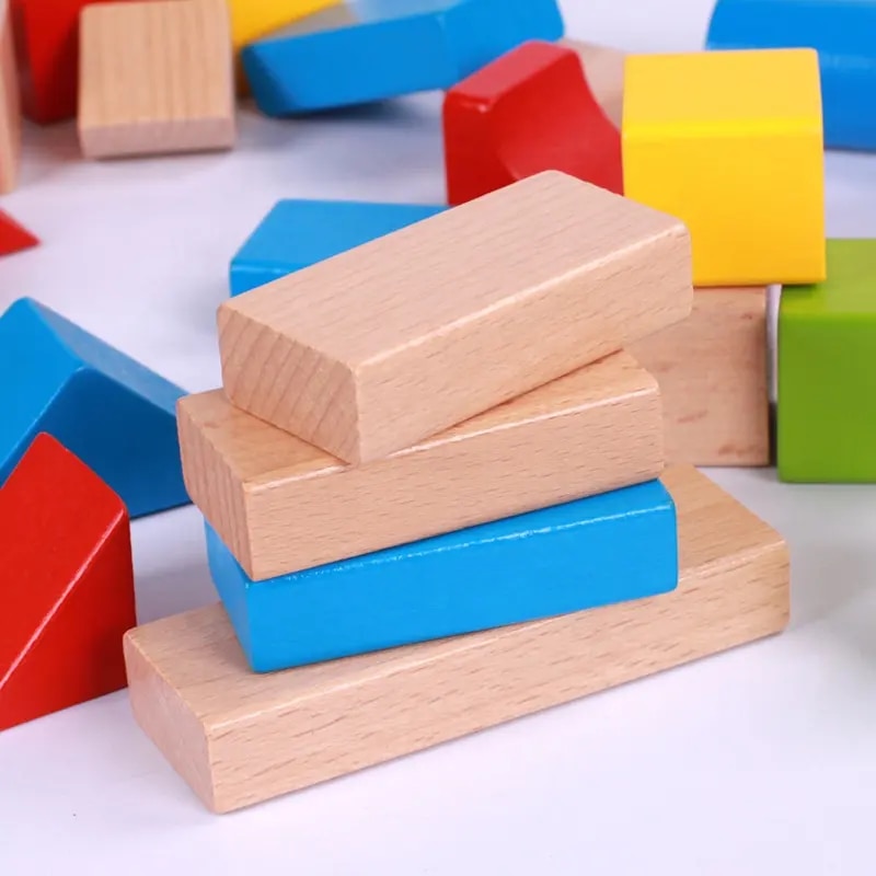 Set 100 Cuburi Educative din Lemn Natural pentru Copii, Educative si ...
