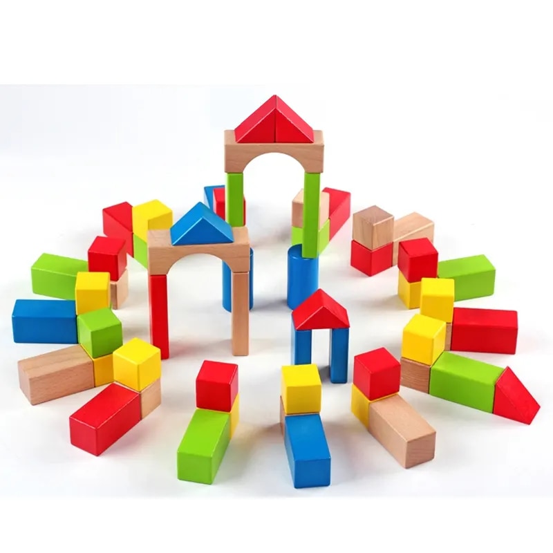 Set 100 Cuburi Educative din Lemn Natural pentru Copii, Educative si ...