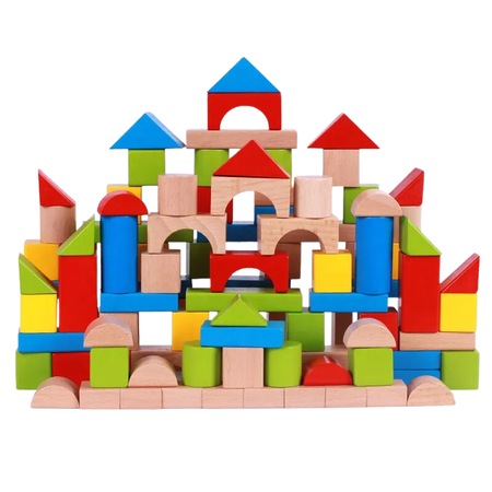 Set 100 Cuburi Educative din Lemn Natural pentru Copii, Educative si ...