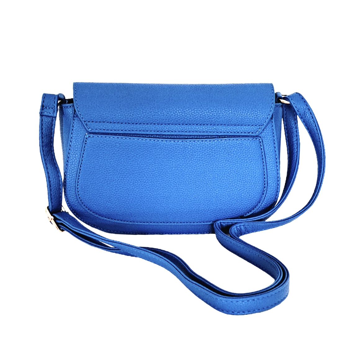 Geanta de tip crossbody albastra, cu fermoar si clapa cu inchidere ...