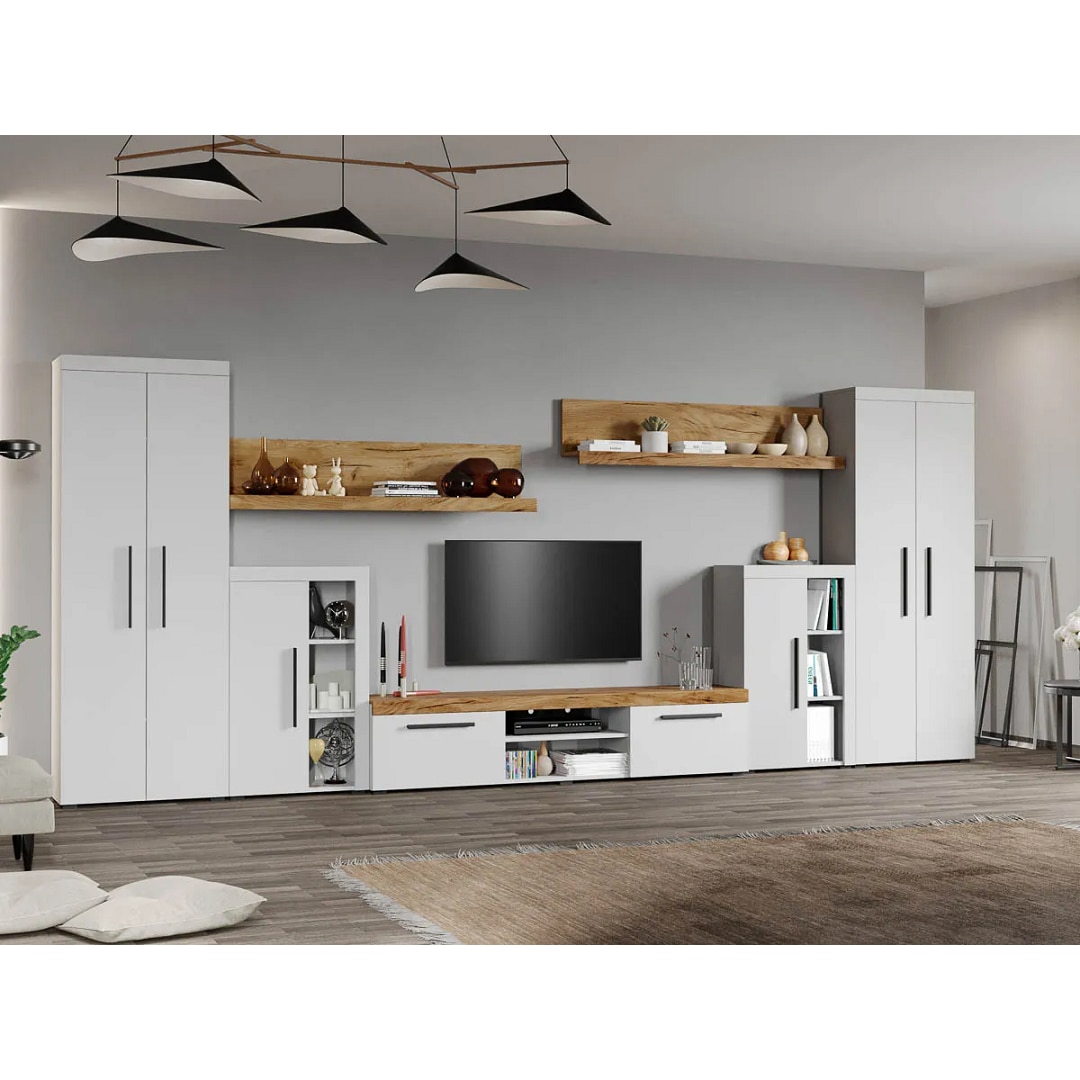 Set Living, Alb cu Stejar Auriu, Olaf, C13, L 435, 2 x A 35, 2 x H 182 ...