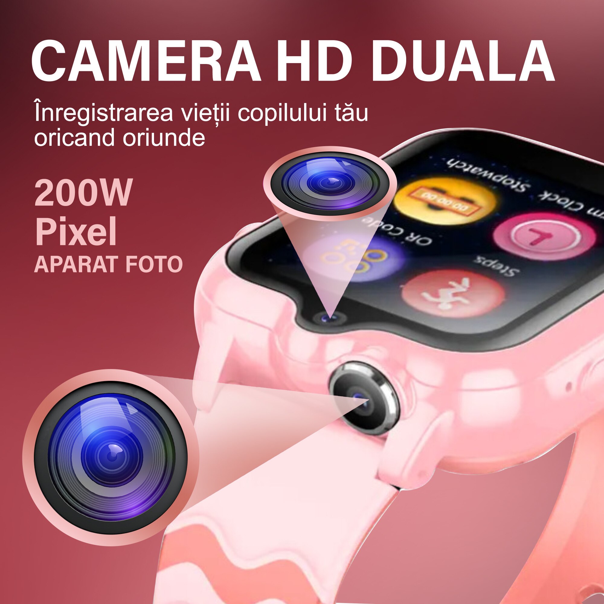 Ceas smartwatch copii GPS 4G, Whatsapp, camera dubla HD, Wingereich ...