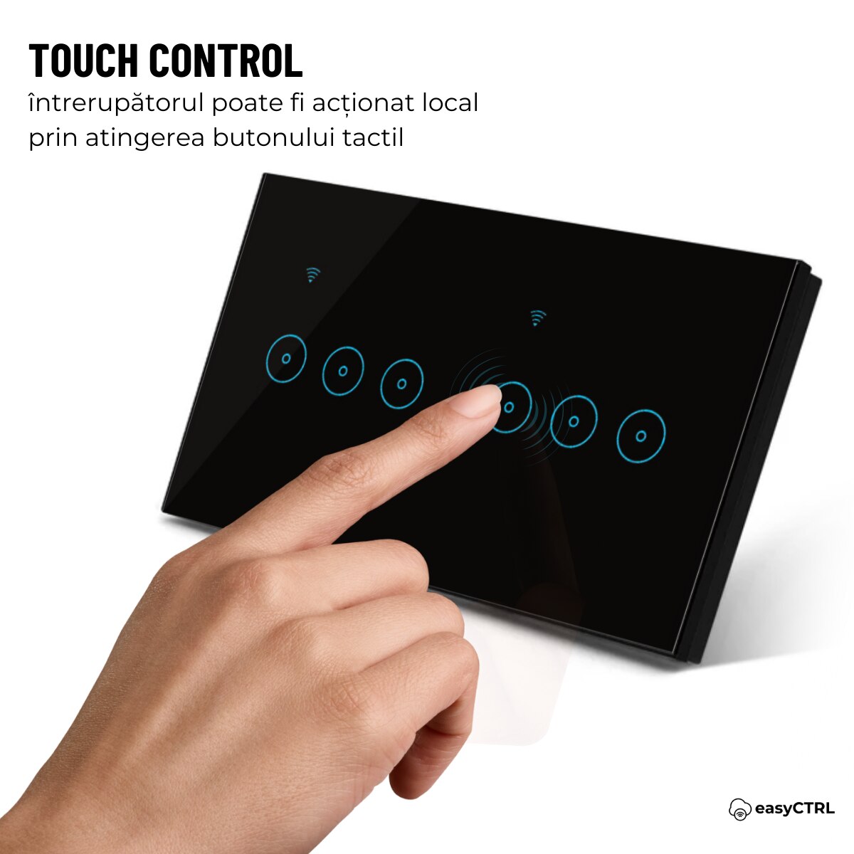 Intrerupator inteligent cu touch, Wi-Fi, fara Nul, 6 Canale, Control ...