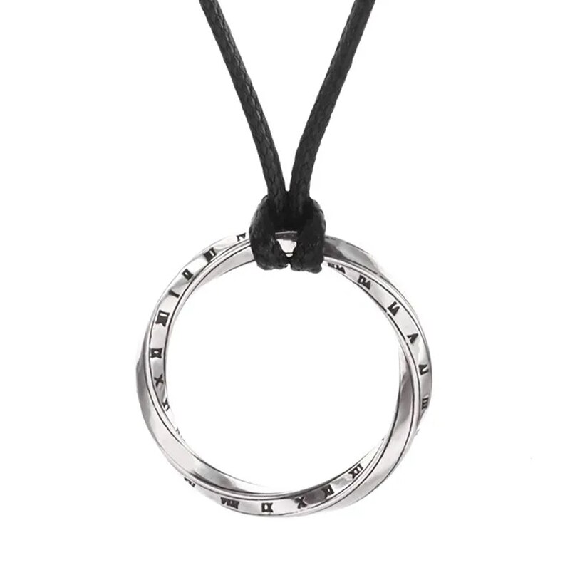 Lant cu pandantiv geometric cerc, model cu numere romane, tematica ...