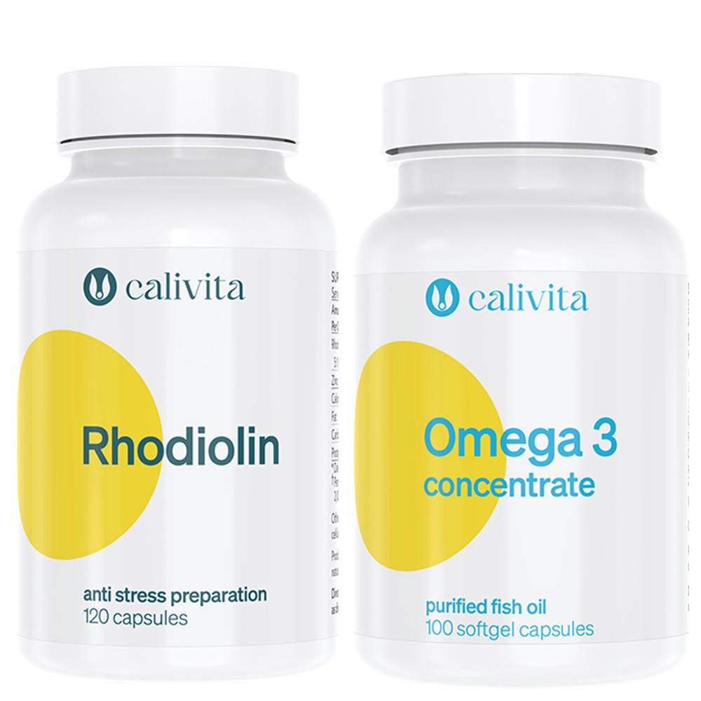 Set suplimente alimentare concentrare, Rhodiolin 120 tablete si Omega 3 ...