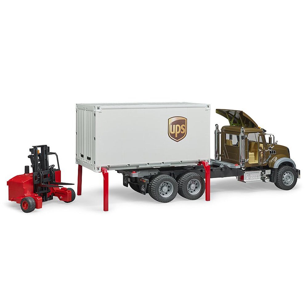 Камион Bruder - UPS Mack Granite и мотокар, 1:16 - eMAG.bg