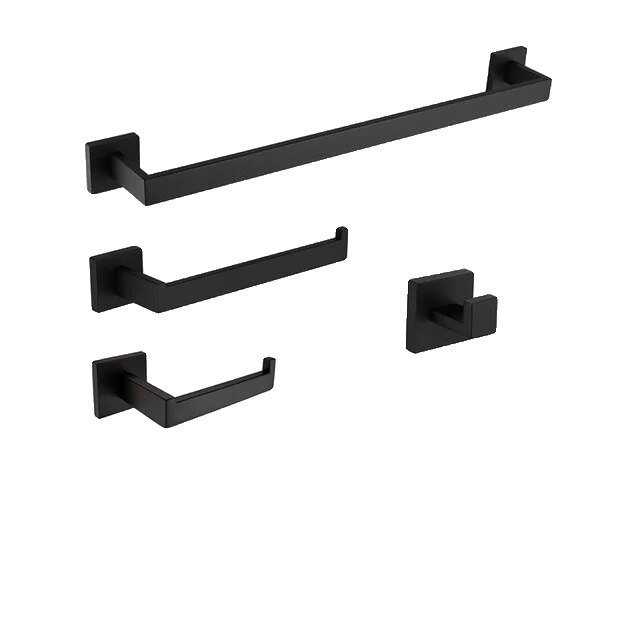 Set feronerie pentru baie, Inox, 4 bucati, 60 cm, Negru - eMAG.ro