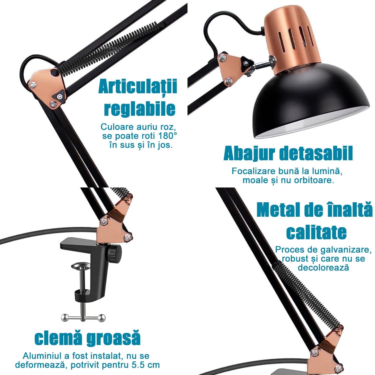 Lampa de Birou LED, BYONDSELF®, cu Clema/Baza, Lampa de Masa Reglabila ...