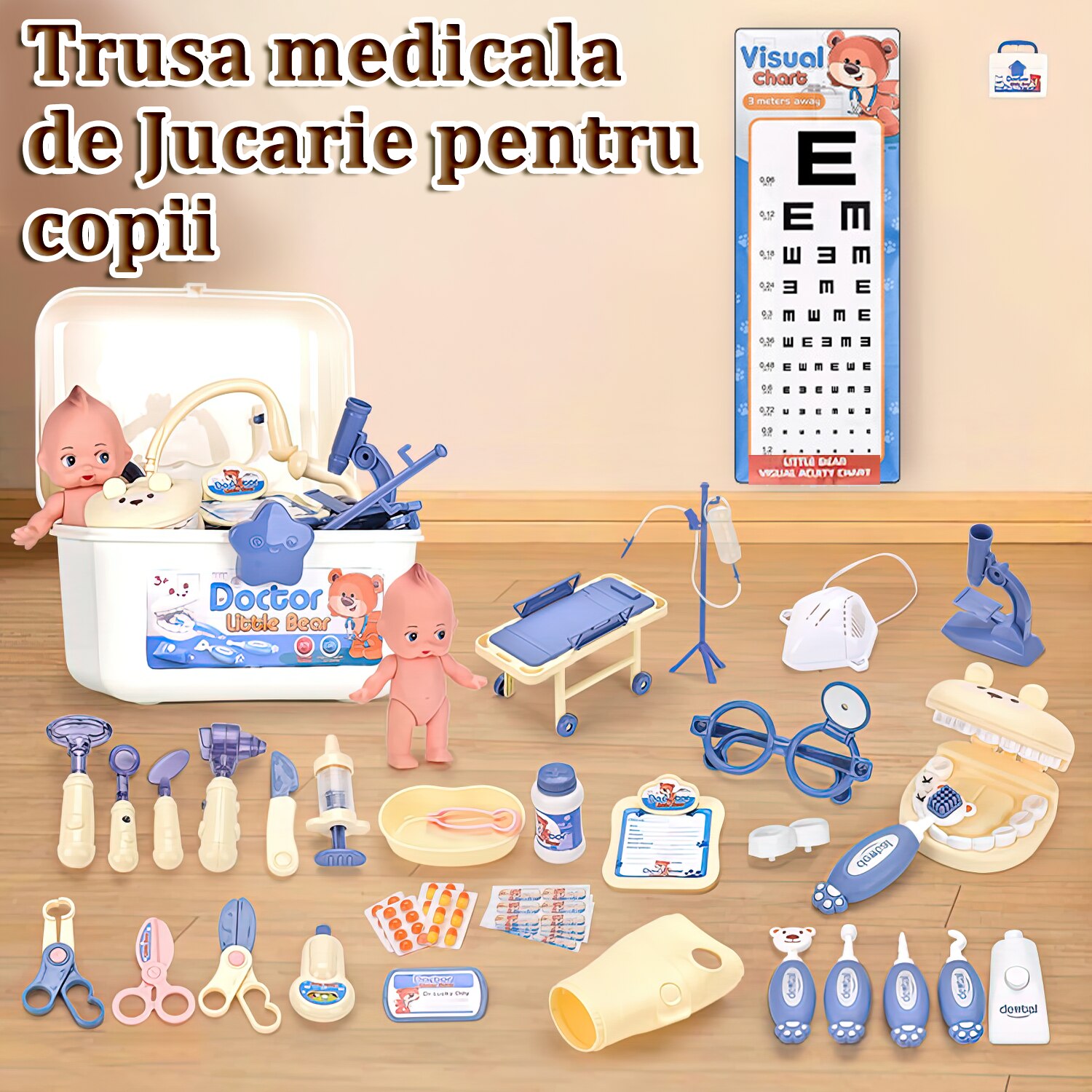 Set joaca doctor, BYONDSELF®, 42 bucati, cu luminoase, Include Mulaj ...