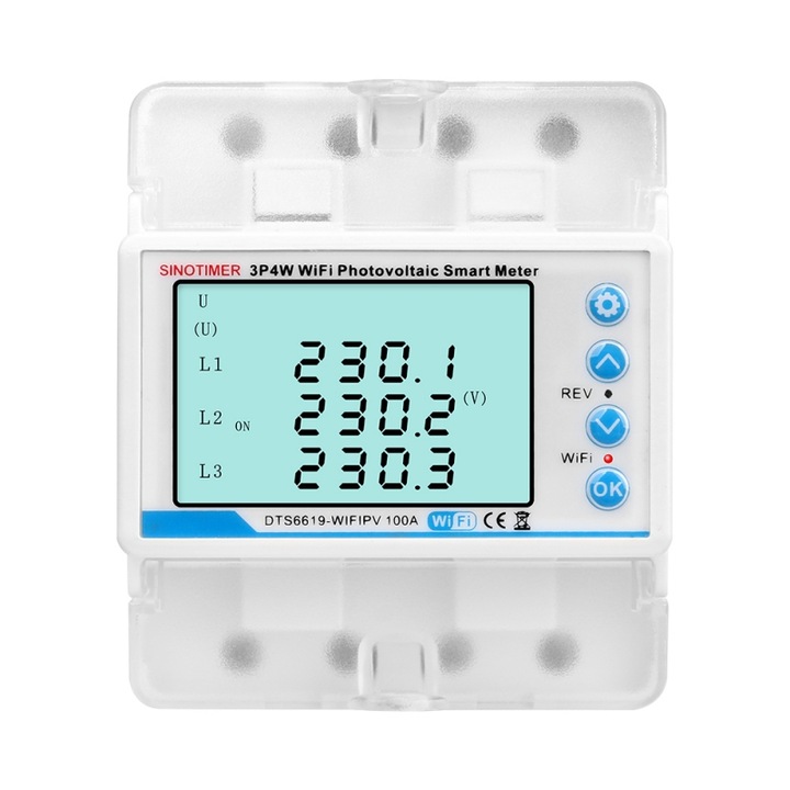 Contor de energie Sinotimer, bidirectional Tuya WiFi 3P4W, trifazic ...