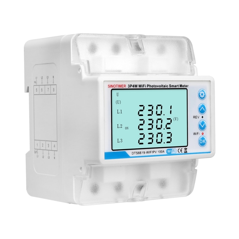 Contor de energie Sinotimer, bidirectional Tuya WiFi 3P4W, trifazic ...