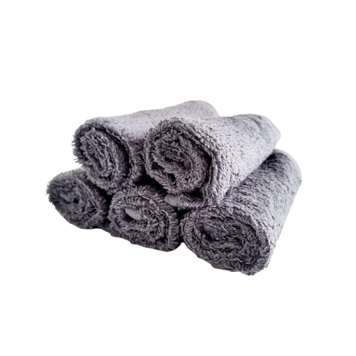 Set 5 prosoape pentru bucatarie, 30x30 cm, 100% bumbac, Gri - eMAG.ro
