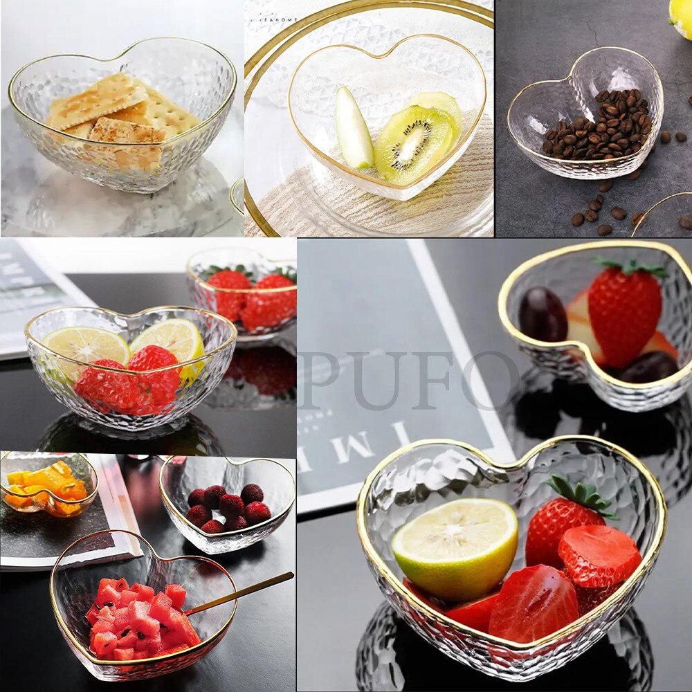 Bol elegant Pufo Gold Heart pentru servire alune, fistic, bomboane ...