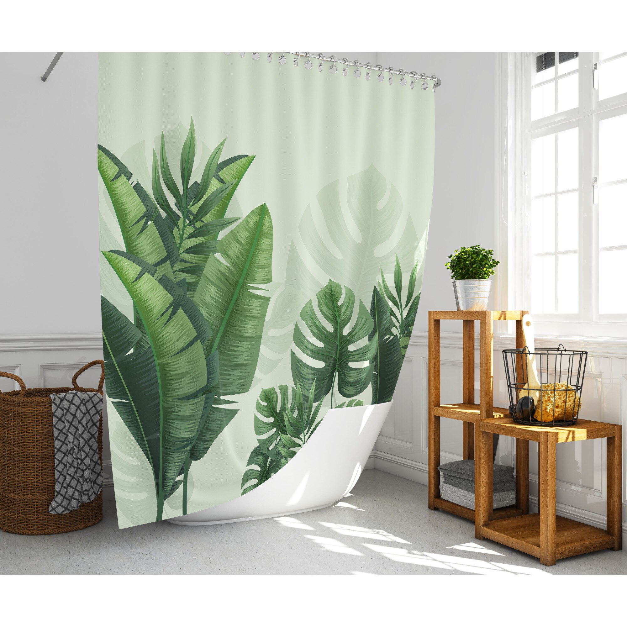 Perdea de dus, Textil, 180 x 200 cm, Verde - eMAG.ro