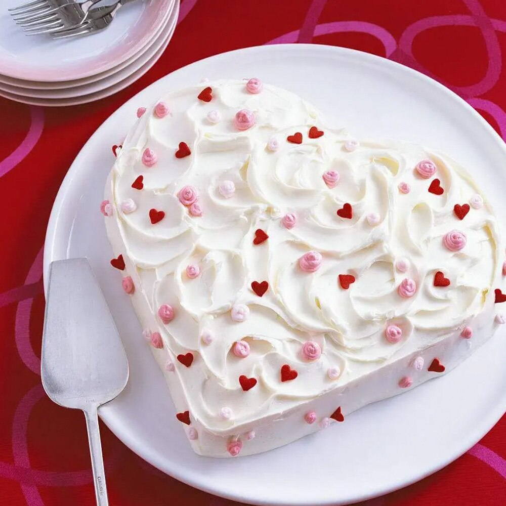 Tava metalica pentru copt prajituri Pufo Heart in forma de inima, inox ...