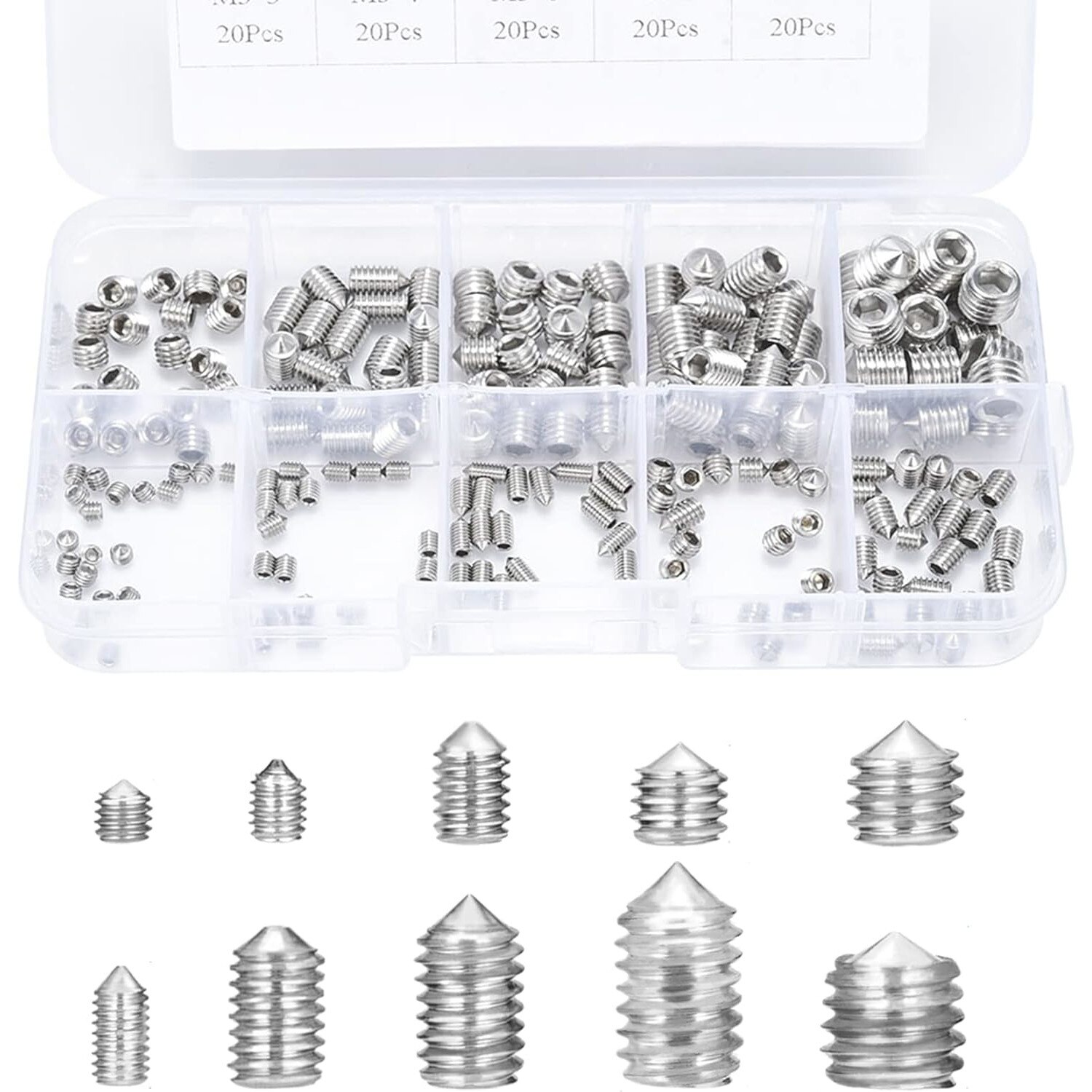 Set 200 suruburi, Sunmostar, Inox, Argintiu - eMAG.ro