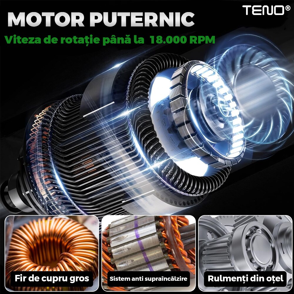 Teno® elektromos fűnyíró, 48 V-os akkumulátor, teleszkópos bot, 3 féle ...