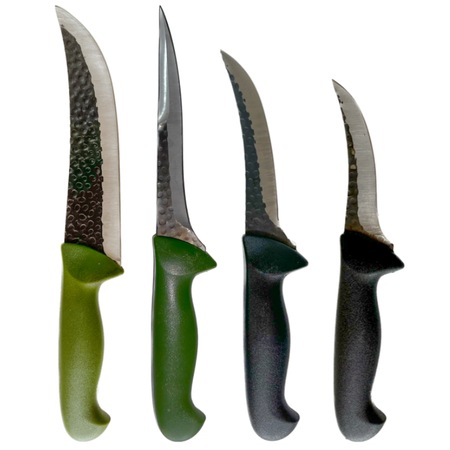 Set de 4 cutite pentru macelarie, lama curbata, lama cu tais dublu ...