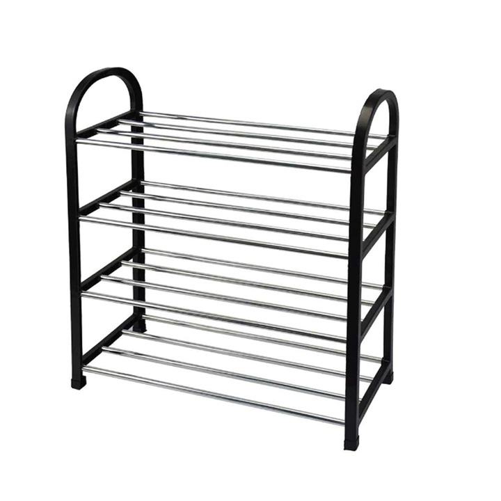 Pantofar din plastic si metal, 4 nivele 50 x 20 cm, negru - eMAG.ro
