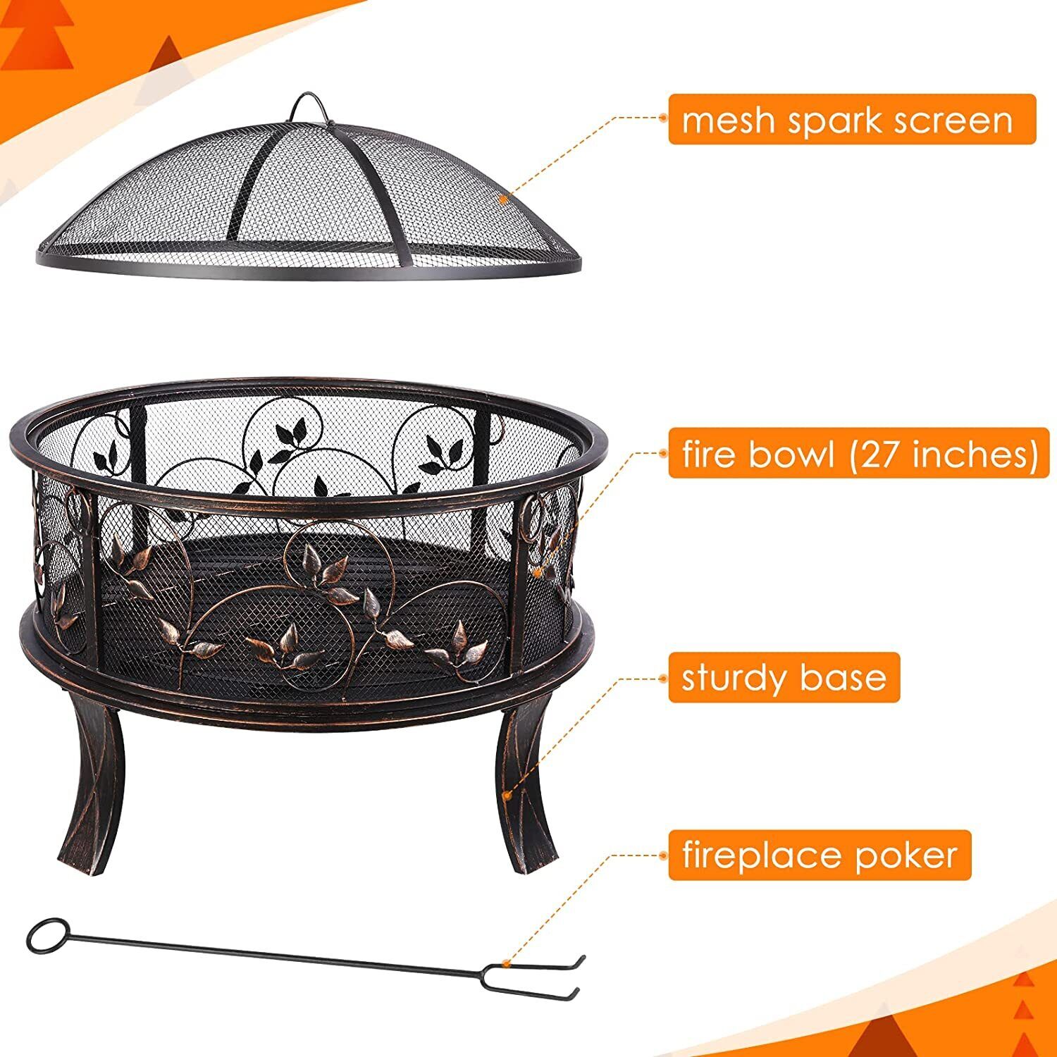 Semineu exterior pentru gradina, Fier, 68cm, Gri - eMAG.ro