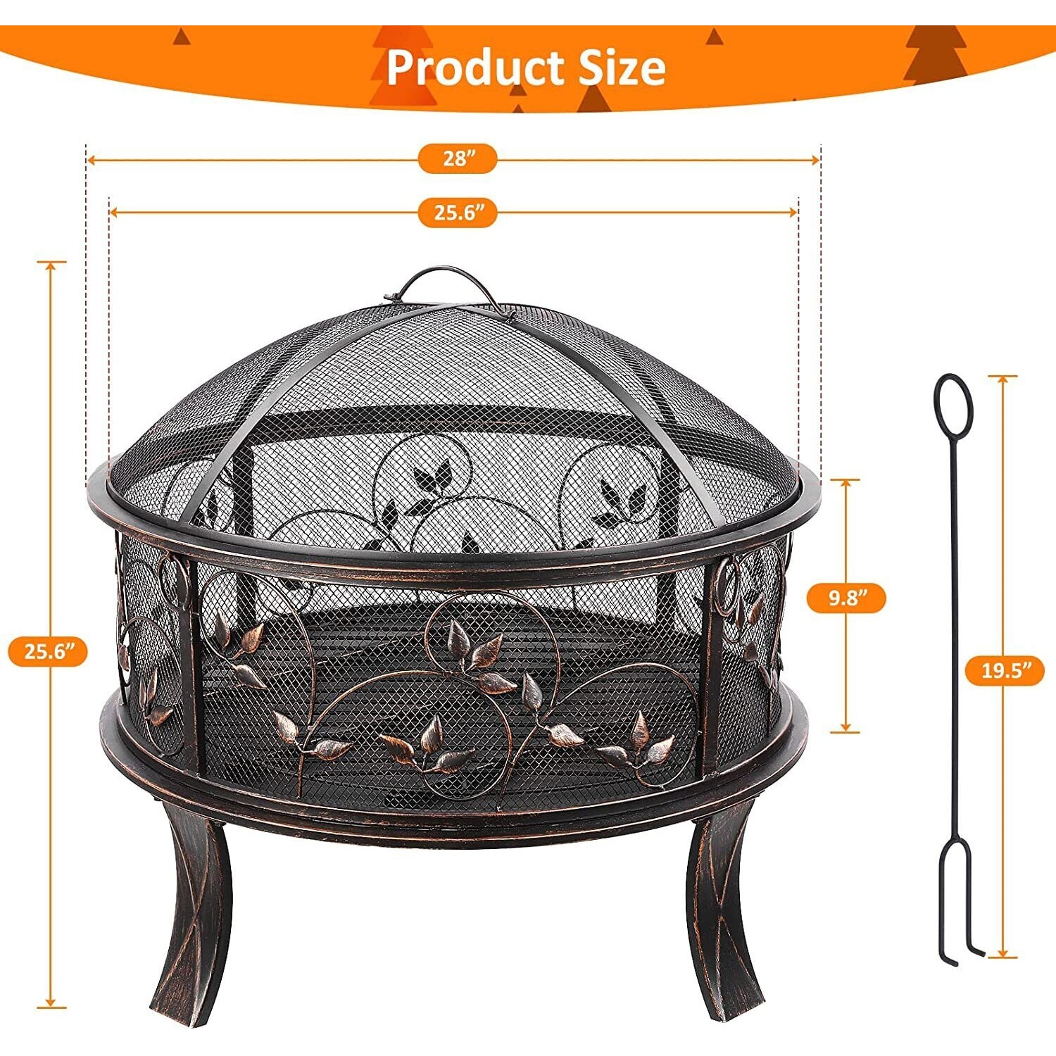 Semineu exterior pentru gradina, Fier, 68cm, Gri - eMAG.ro