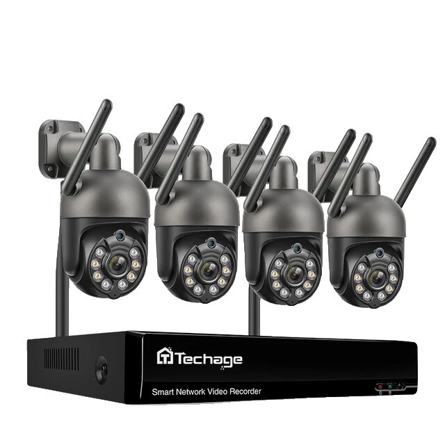 Sistem de camera fara fir, HD 3MP, Audio bidirectional, 8CH NVR, Negru ...