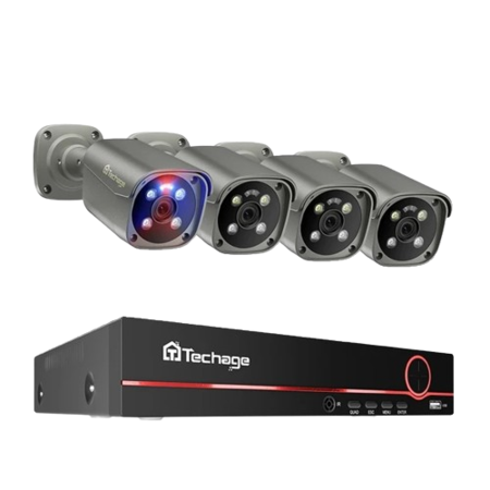 CCTV megfigyelő rendszer, Techage, Metal, 8MP, 4 db - eMAG.hu