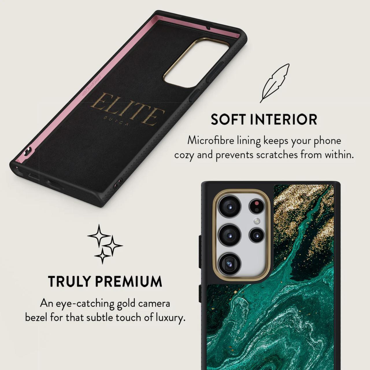 Кейс Burga Elite Gold Emerald Pool съвместим с Samsung Galaxy S23 Ultra ...