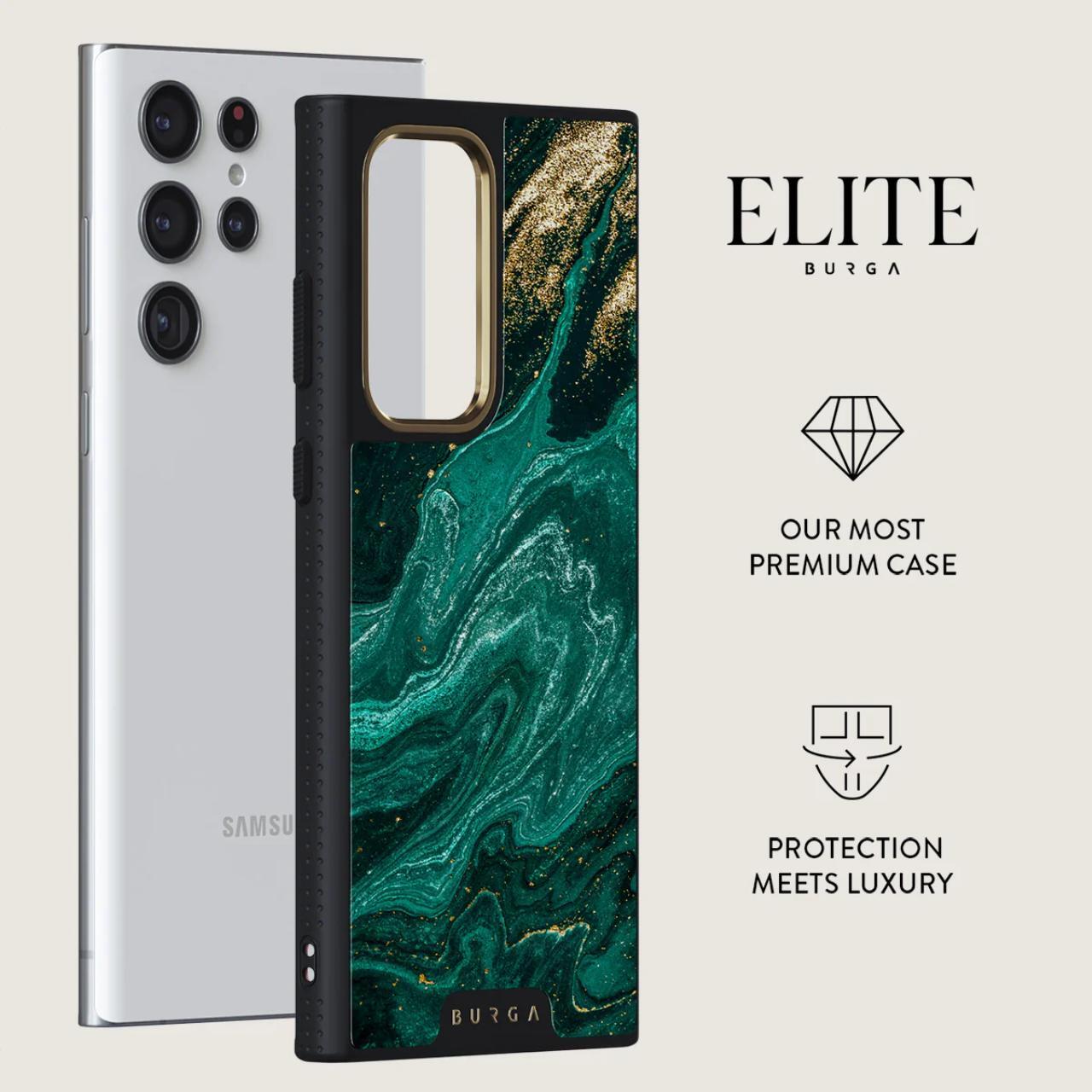 Кейс Burga Elite Gold Emerald Pool съвместим с Samsung Galaxy S23 Ultra ...