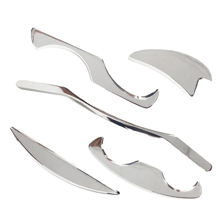 Set raclete masaj Gua Sha, Inox, 5 piese, Argintiu - eMAG.ro