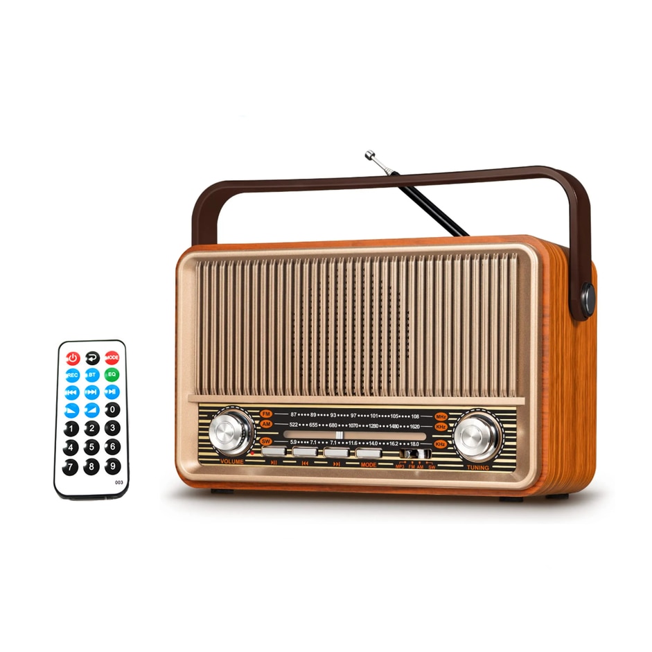 Radio portabil, WALALLA, FM/AM/SW, Bluetooth, Telecomanda, 31x15x21cm ...