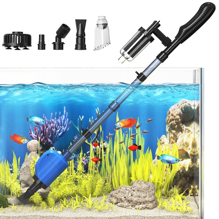 Aspirator acvariu, WALALLA, 6 in 1, 2000 L/H, 32W, Negru - eMAG.ro
