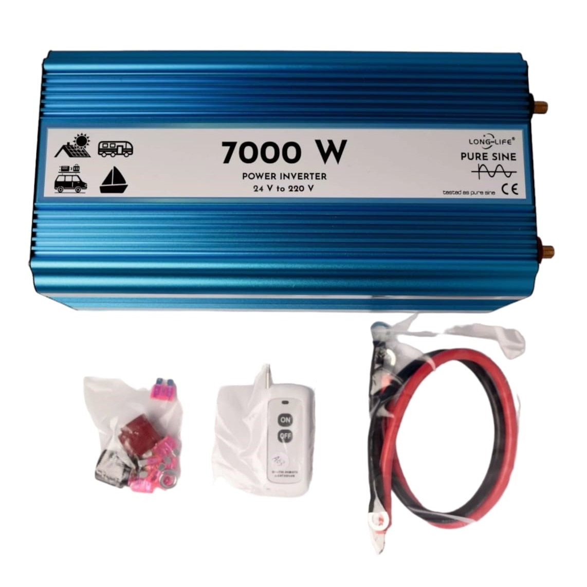 Invertor 7000 W, sinus pur, 24 V - 220 V, auto si sisteme panouri ...
