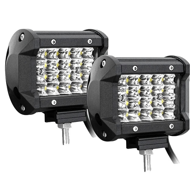 Set 2 proiectoare auto, Aluminiu/Policarbonat/Inox, LED, 60W, 4inch ...